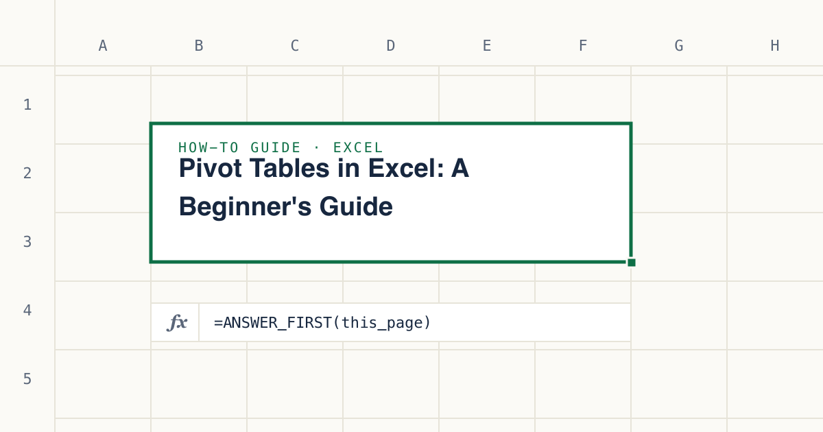 Pivot Tables in Excel: A Beginner's Guide | FreeSheets